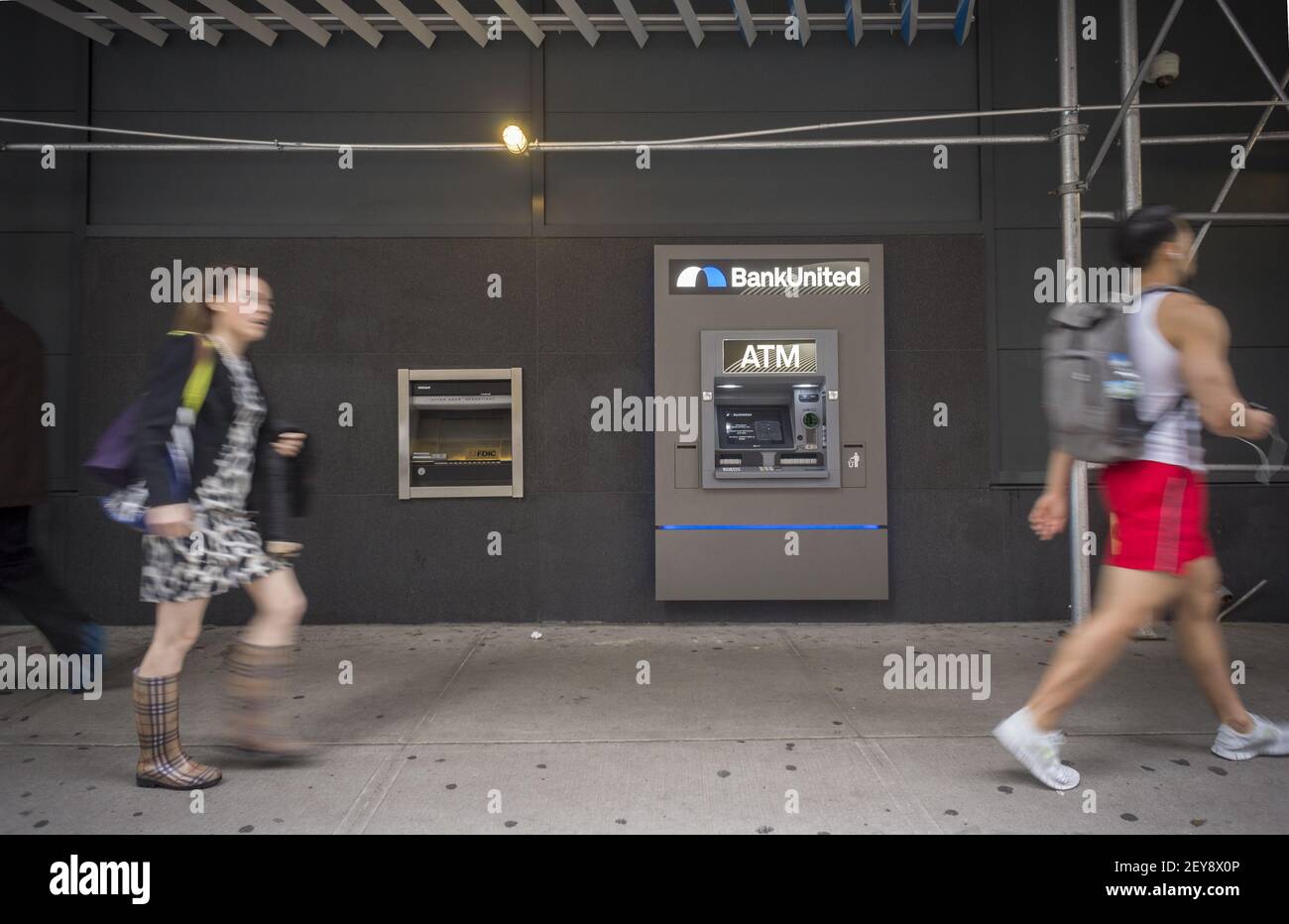 A branch of the Florida based BankUnited, covered with scaffolding on ...