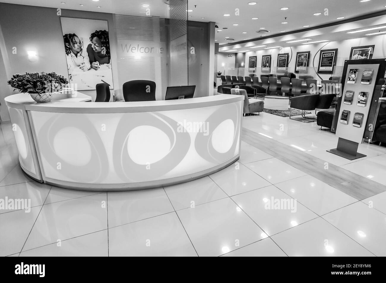Inside bank queue Black and White Stock Photos & Images - Alamy