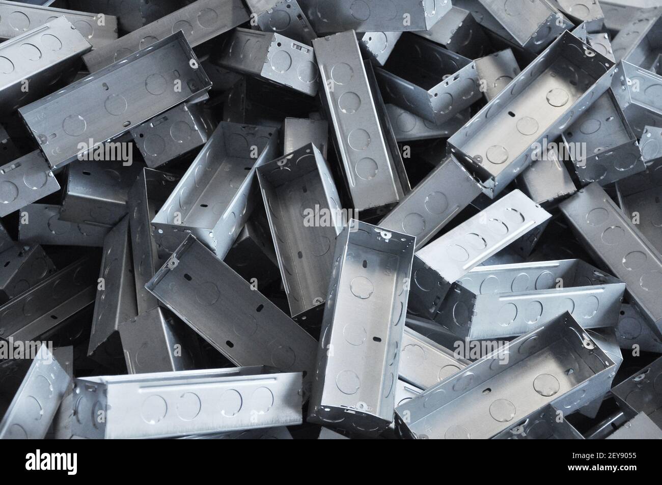 A closeup of steel industrial products made in the stainless steel ...