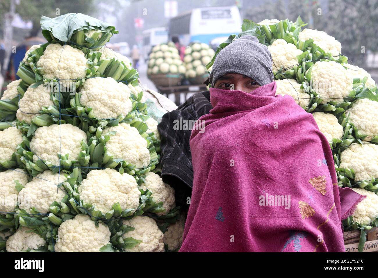 9 January 2013 - Dhaka, Bangladesh - Bangladeshi poor man cuddle beside ...