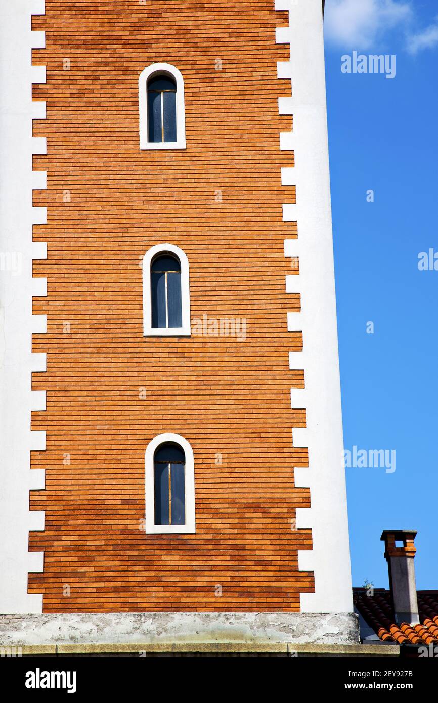 Wall terrace church window chimney and bell Stock Photo - Alamy