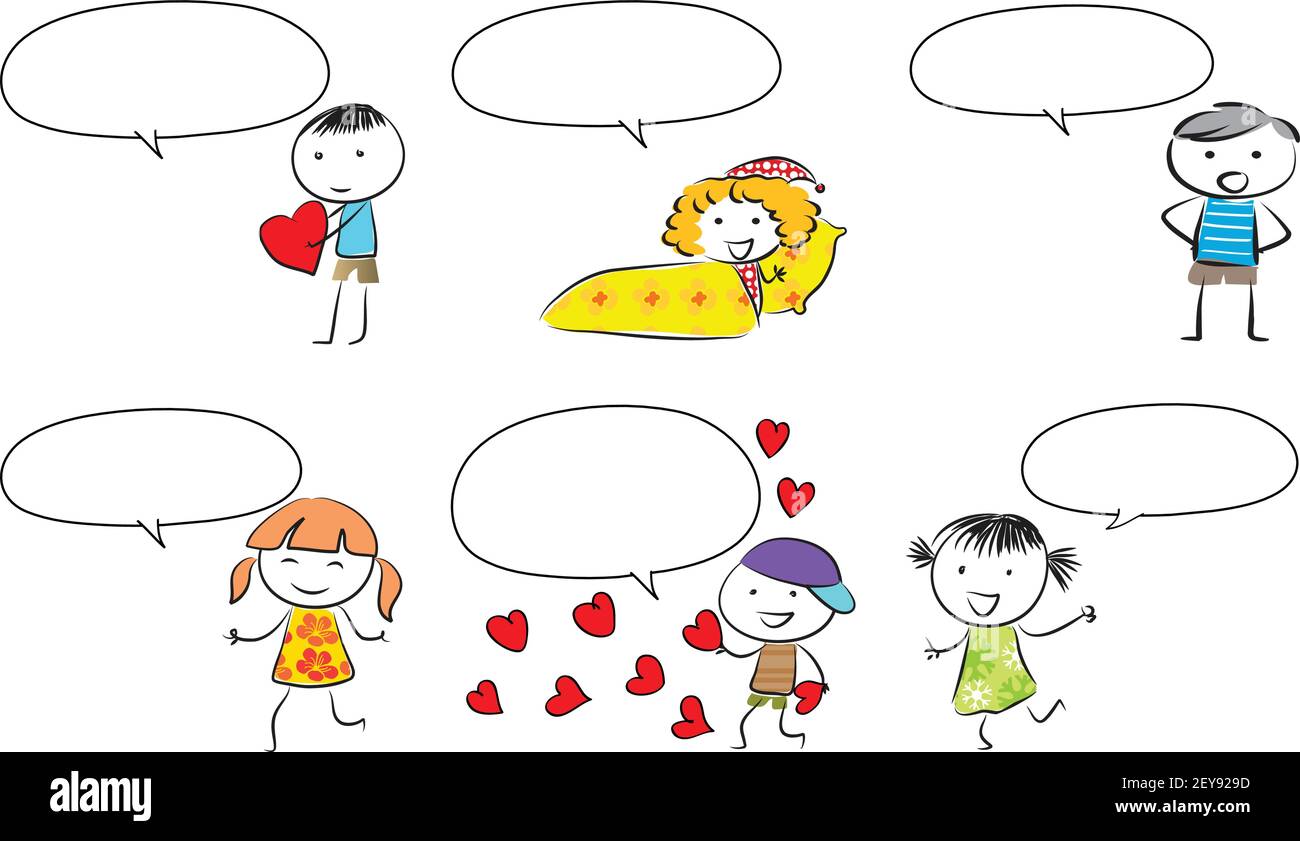 vector cartoon kids with blank speech bubble set Stock Vector Image ...