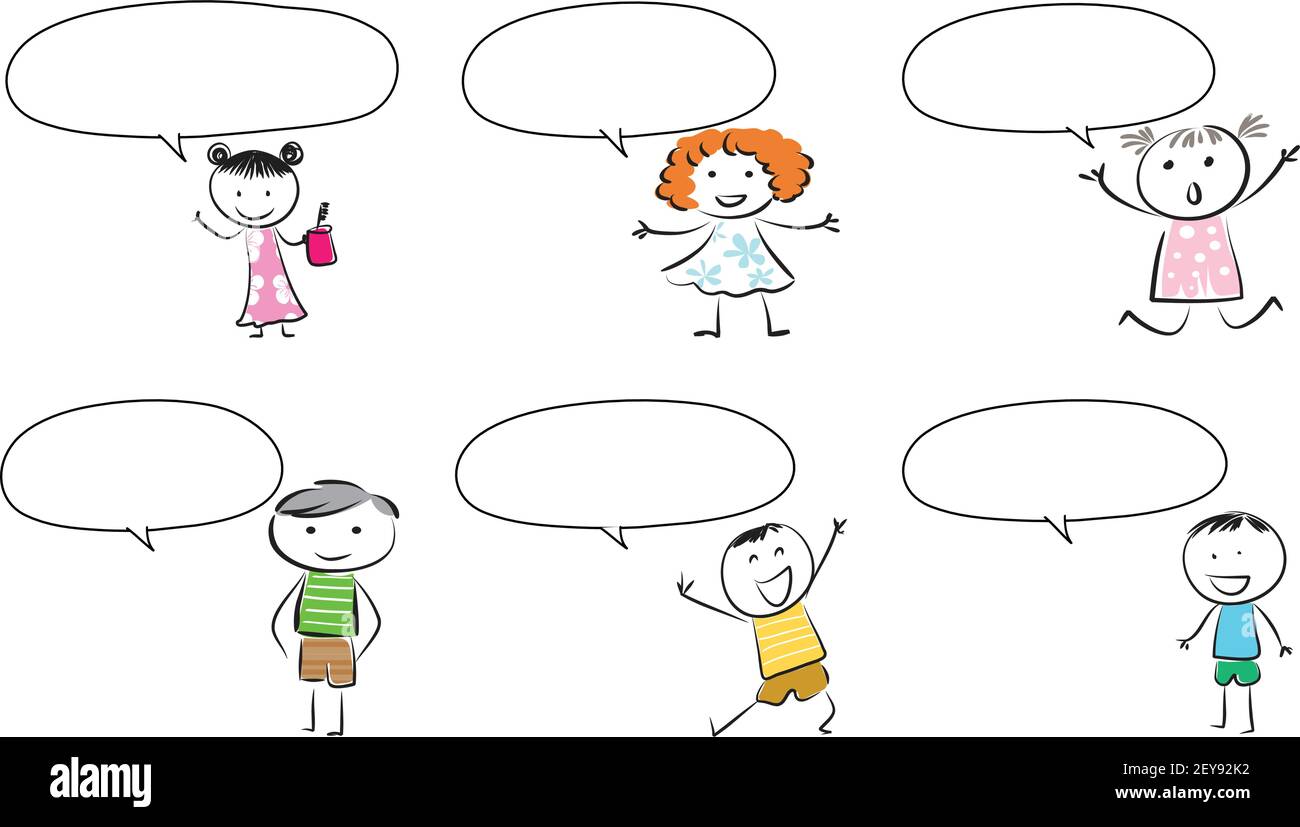vector cartoon kids with blank speech bubble set Stock Vector Image ...