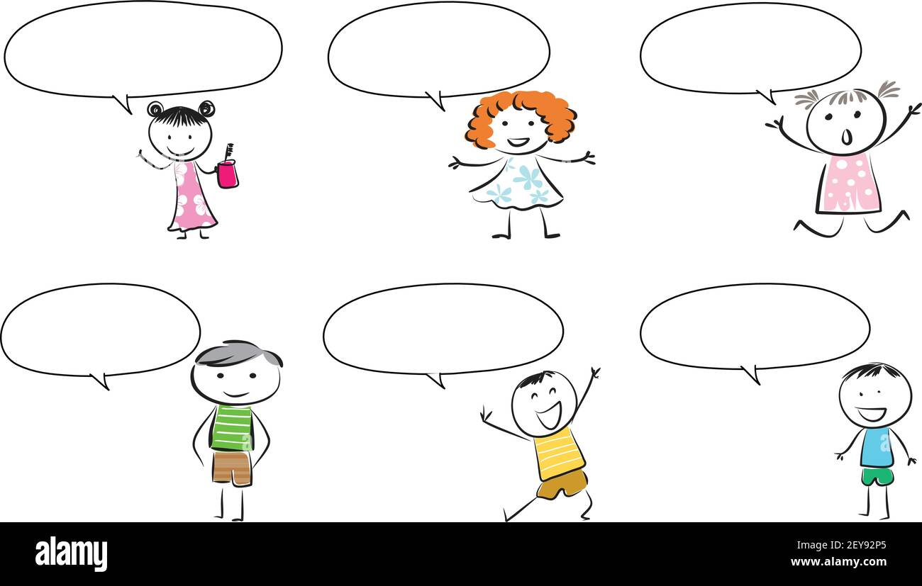 vector cartoon kids with blank speech bubble set Stock Vector Image ...