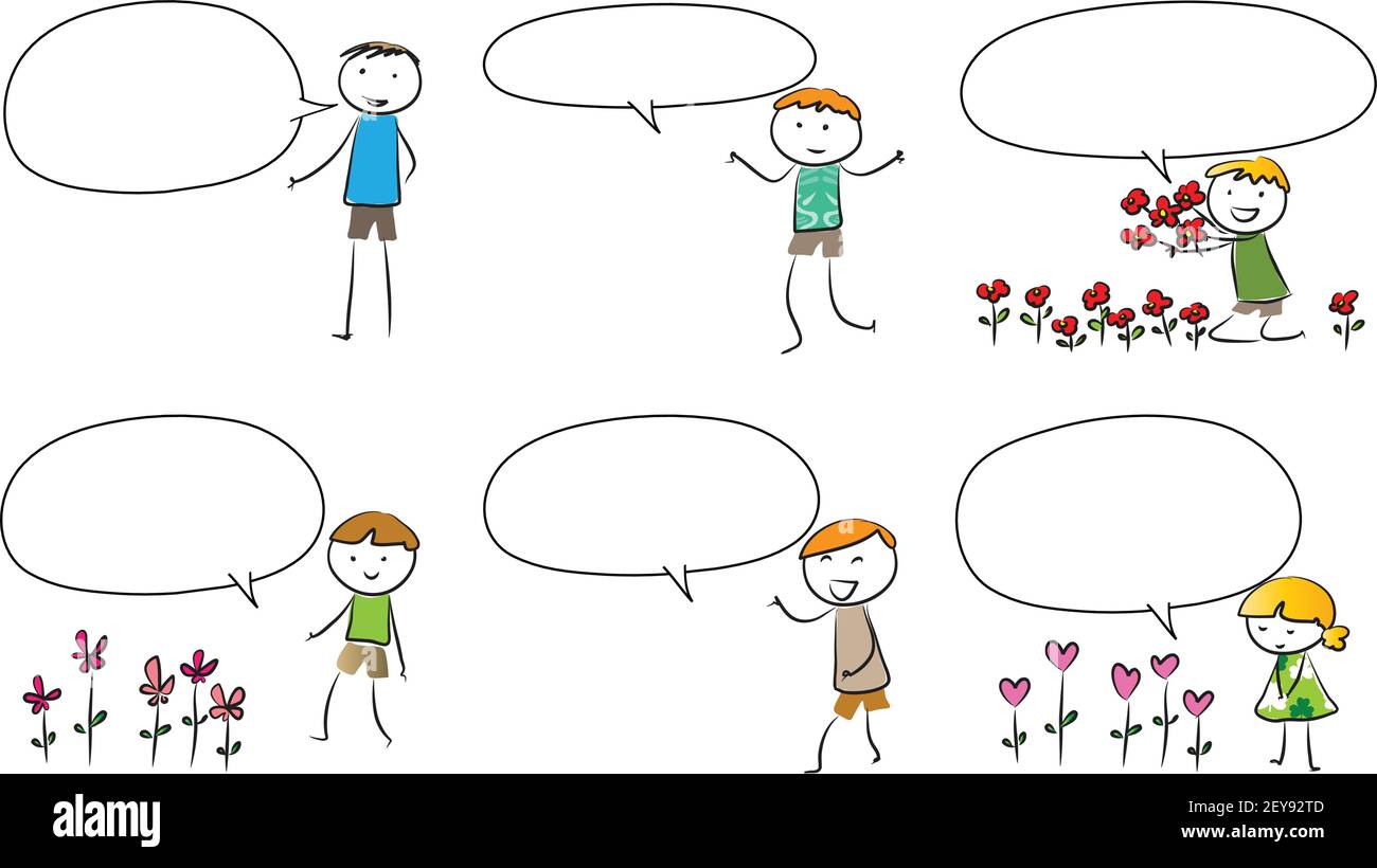 vector cartoon kids with blank speech bubble set Stock Vector Image ...