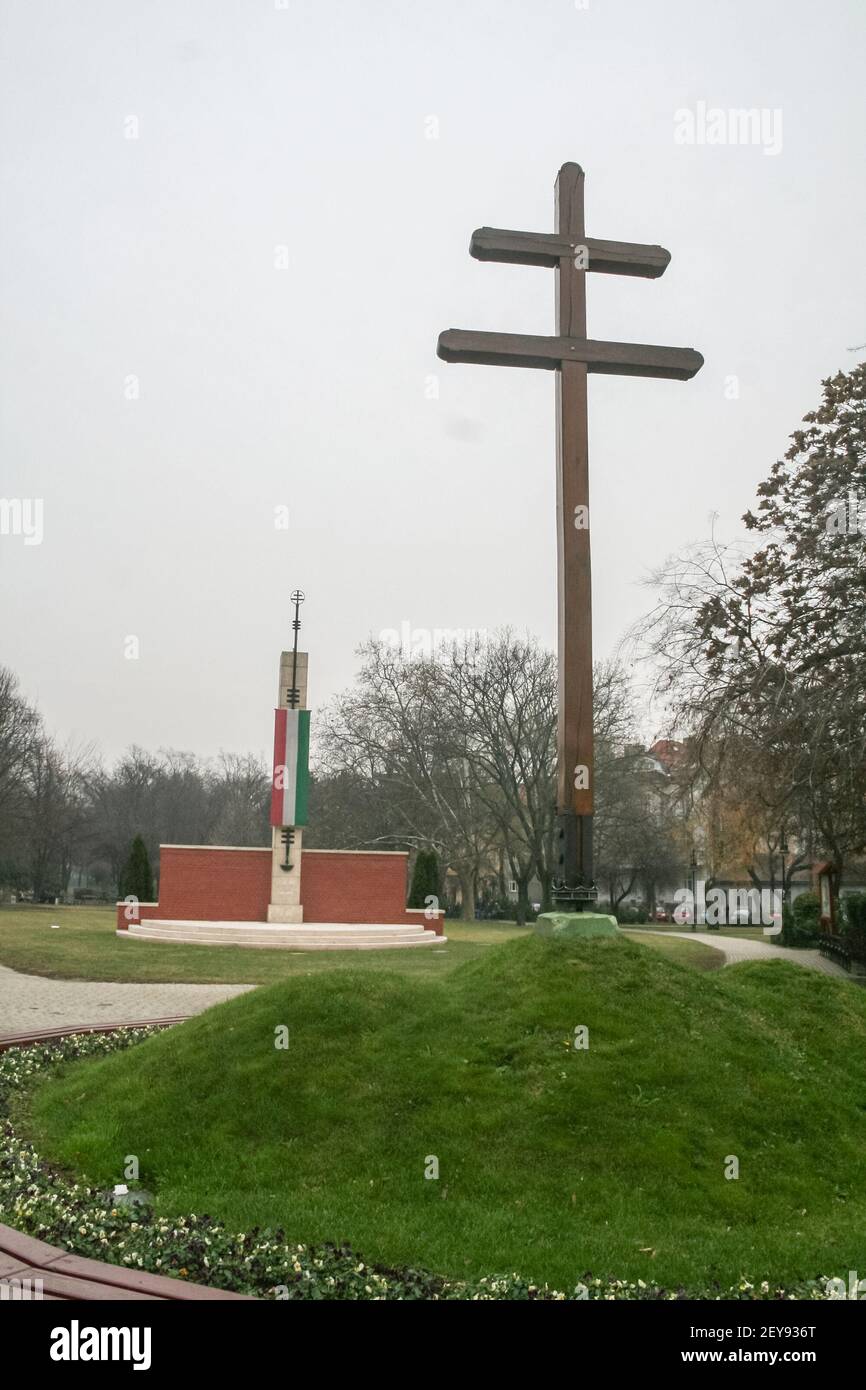 Hungarian double cross, also called kettos kereszt, in front of a ...