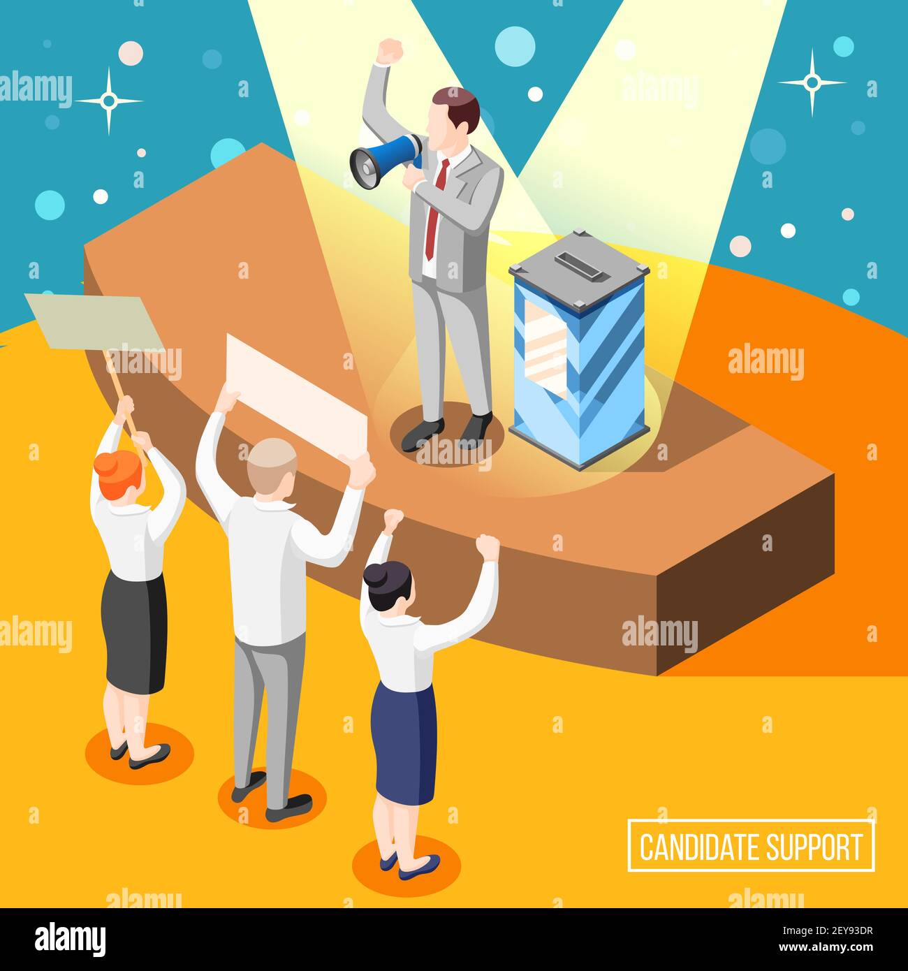 Support of political candidate during election campaign isometric ...