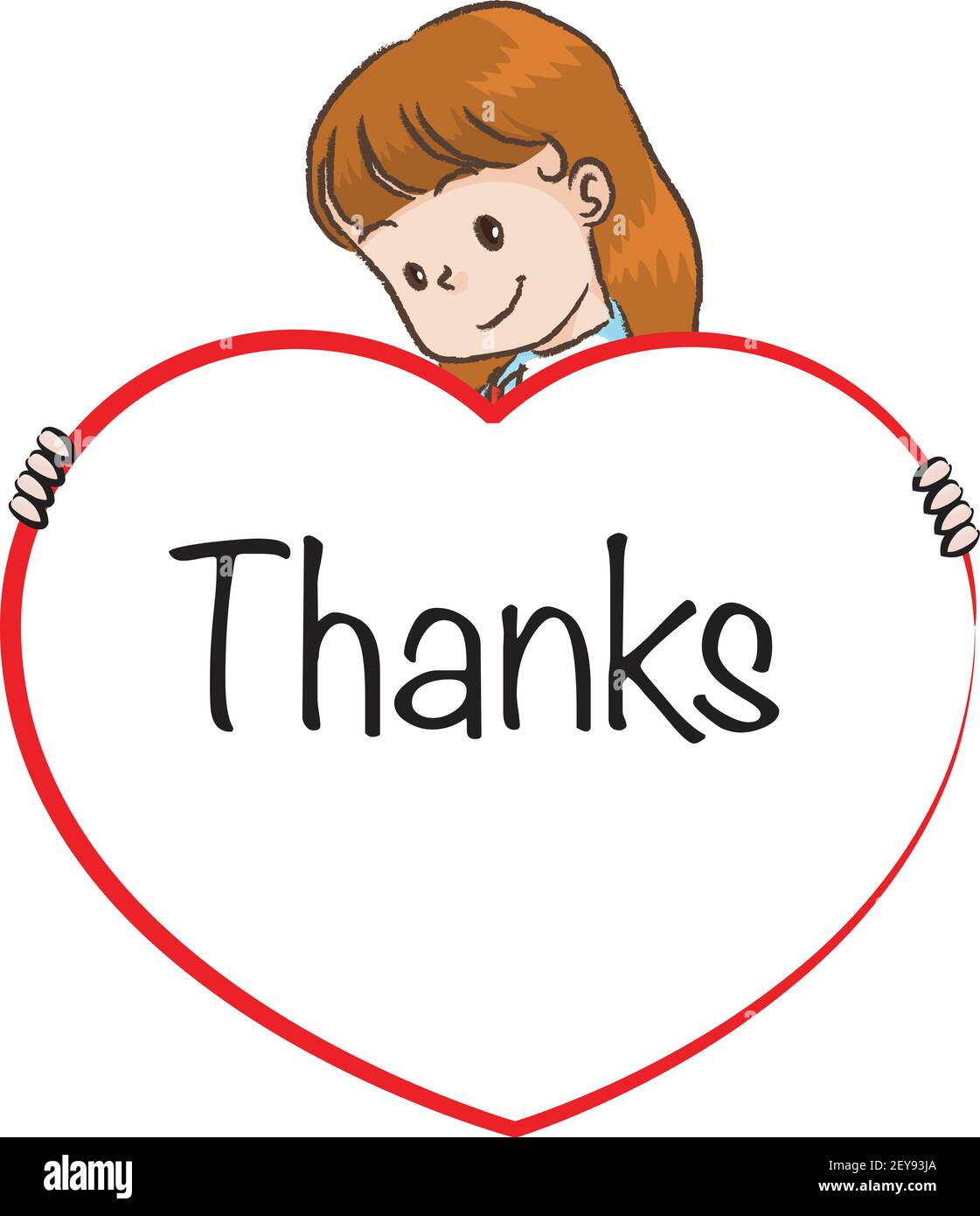 vector cartoon kid hold heart shape border say thanks Stock Vector ...