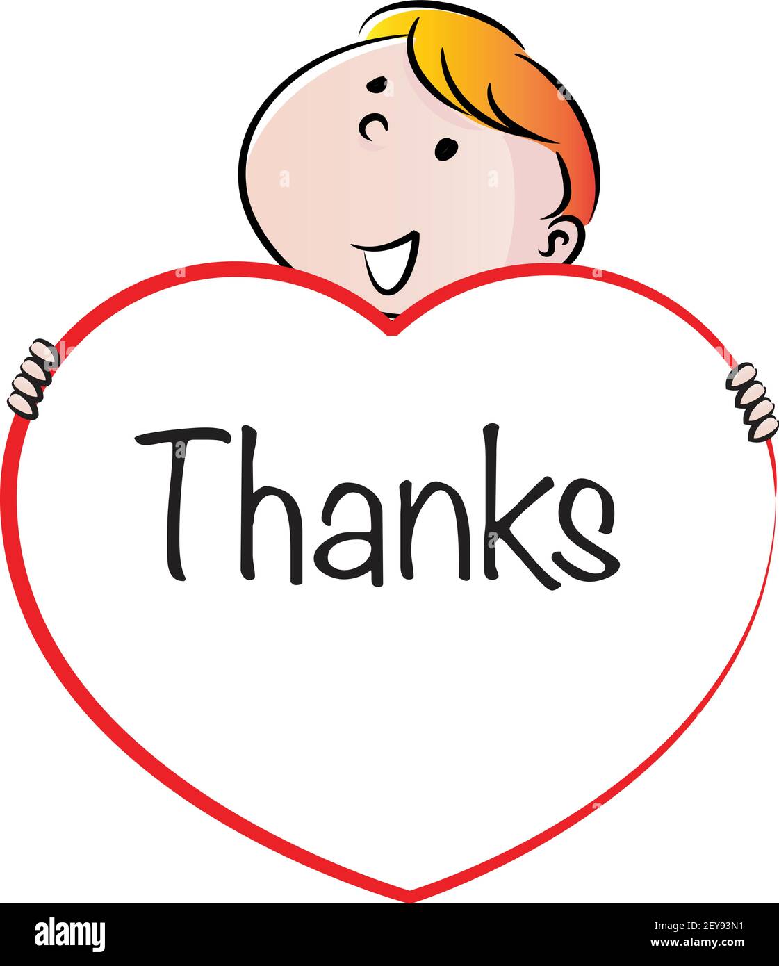 vector cartoon kid hold heart shape border say thanks Stock Vector ...