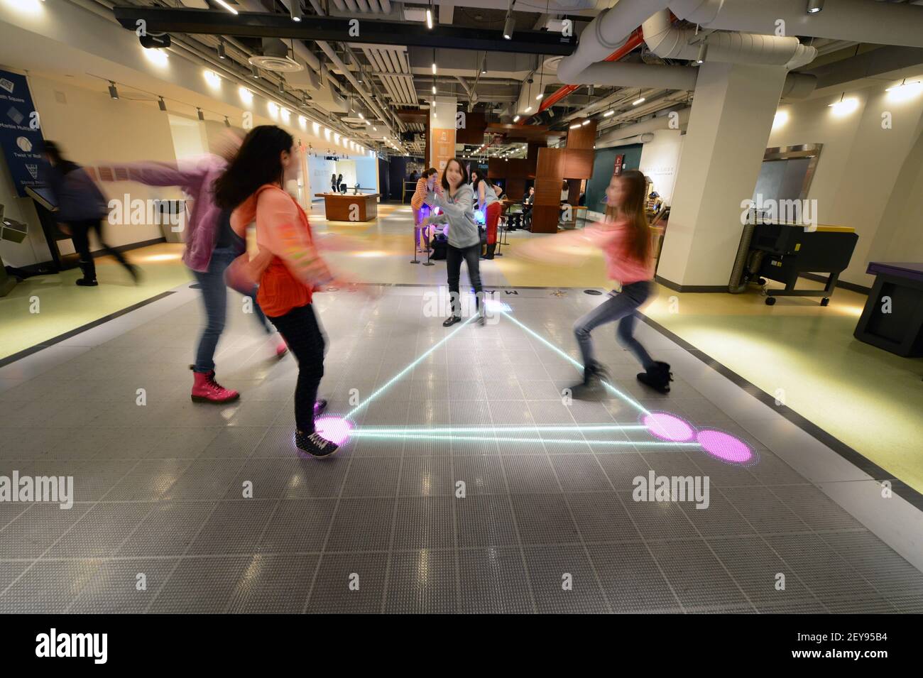 23 JANUARY 2013 - New York - School children play on an interactive ...