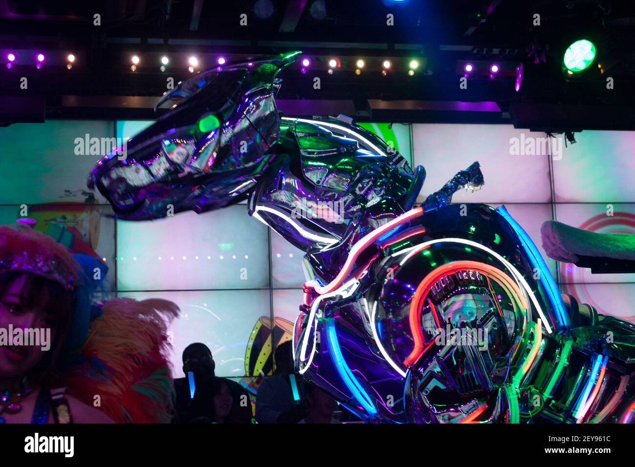 TOKYO, JAPAN - NOVEMBER 26, 2018: Hound-shaped robot walking in the ...