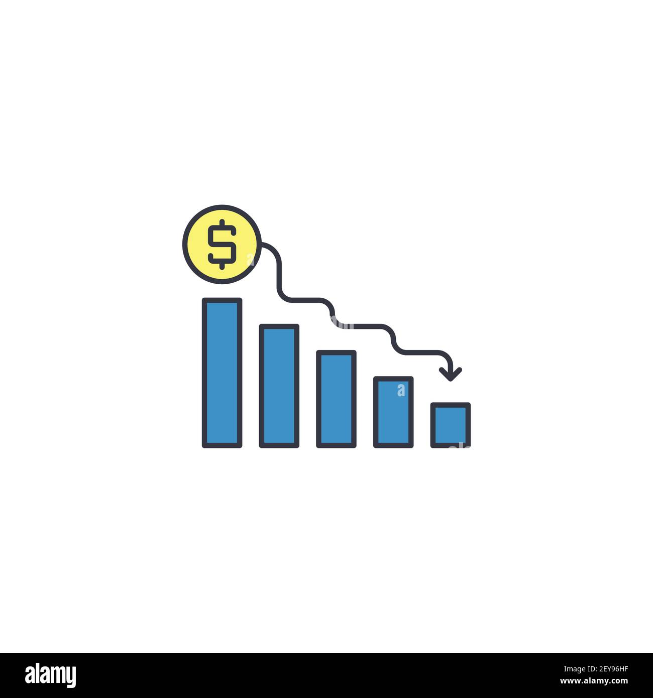declining graph vector icon business decline chart filled flat sign for ...