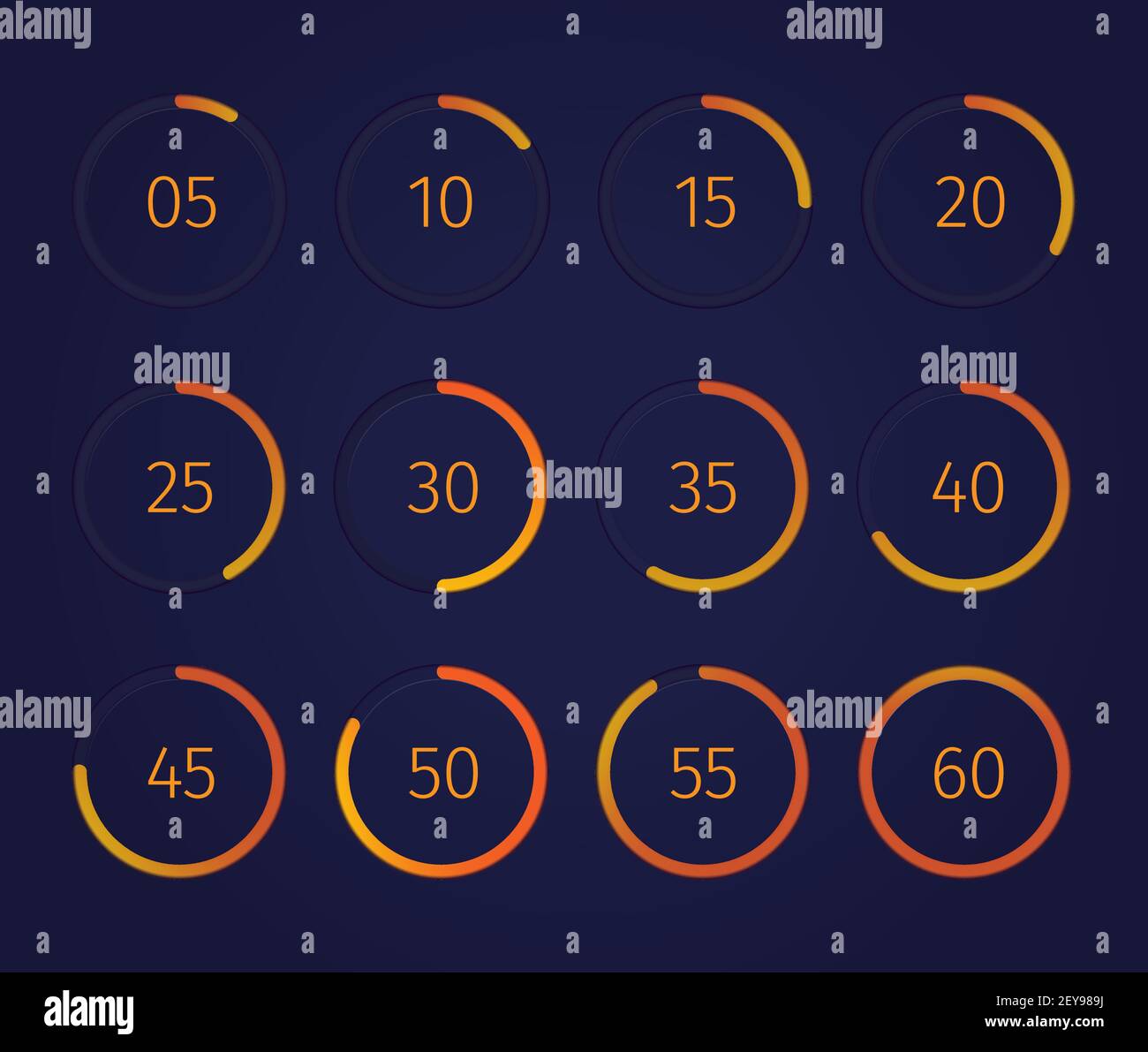 Digital clock timer set with modern technology symbols realistic ...