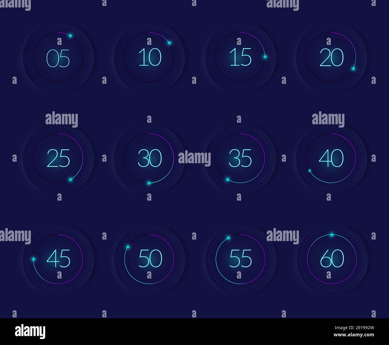 Interface countdown set with modern technology symbols realistic ...