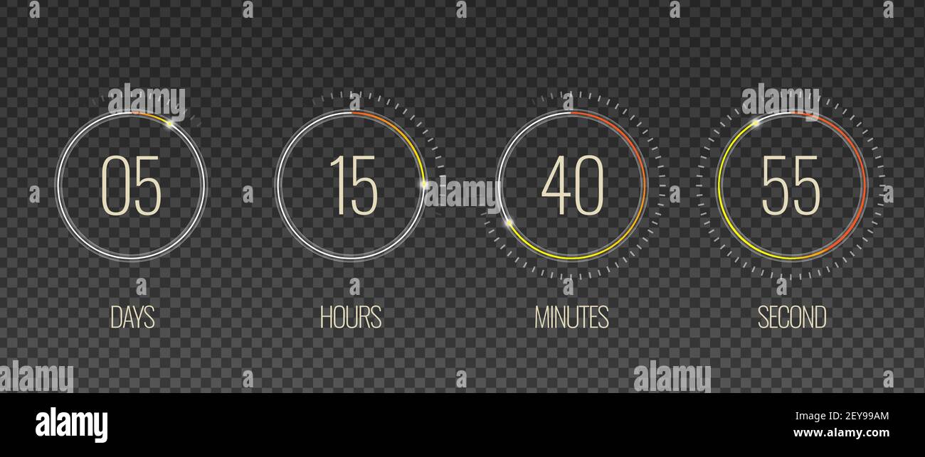 Interface countdown transparent set with hour and minute symbols ...