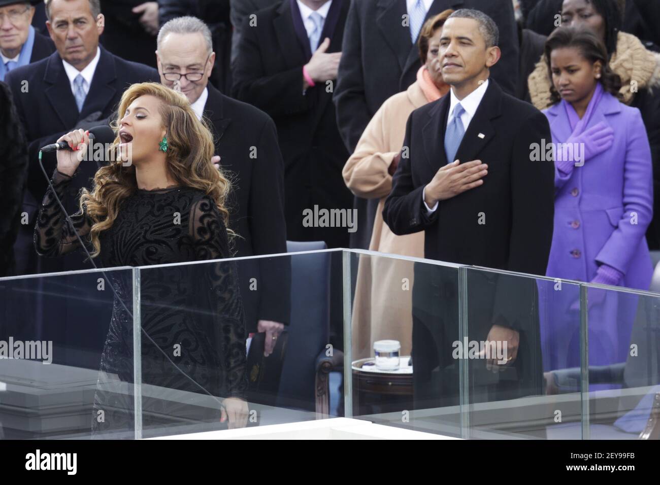 21 January 2013 - Washington, DC - Beyonce sings the National Anthem at ...