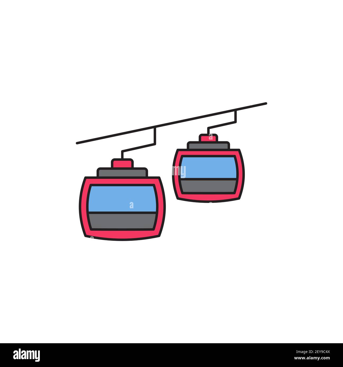 cable car outline icon linear style sign for mobile concept and web design funicular simple line ...