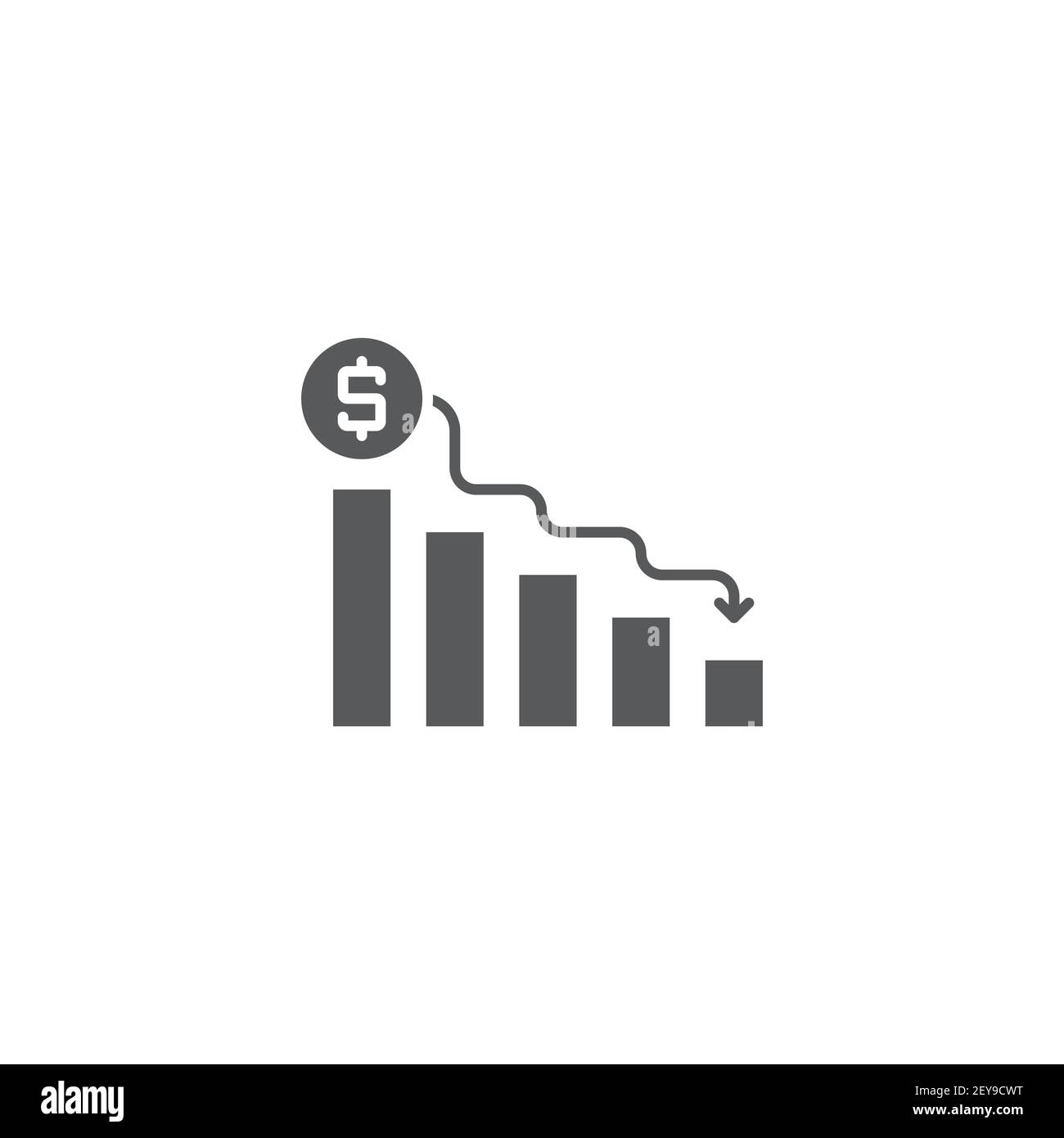Declining Graph Vector Icon Business Decline Chart Filled Flat Sign For