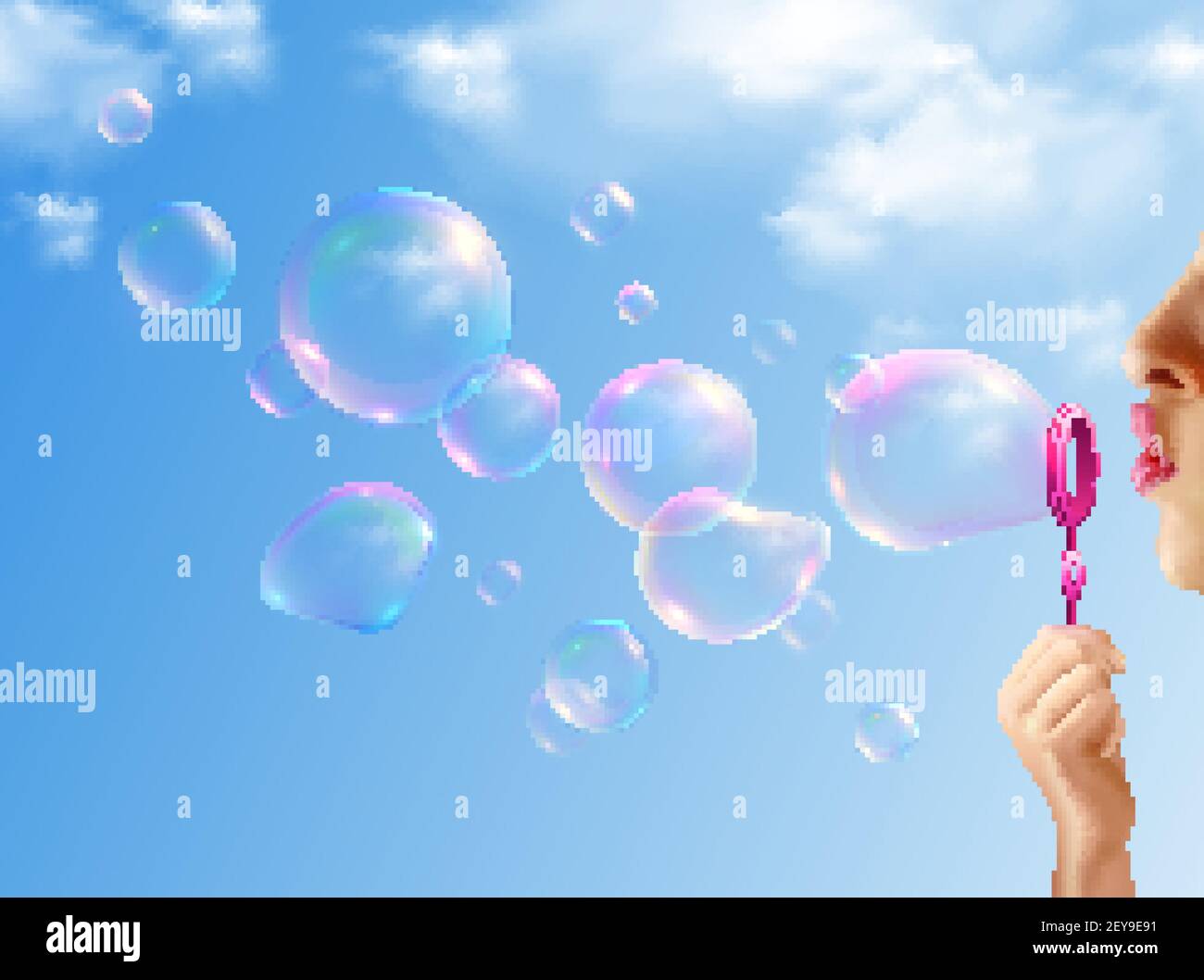 Woman inflating balloon Stock Vector Images - Alamy