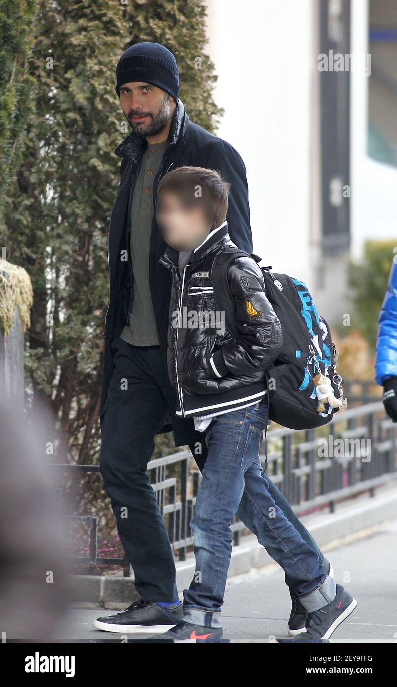 7 February 2013 - New York, NY - Pep Guardiola walks with his children ...
