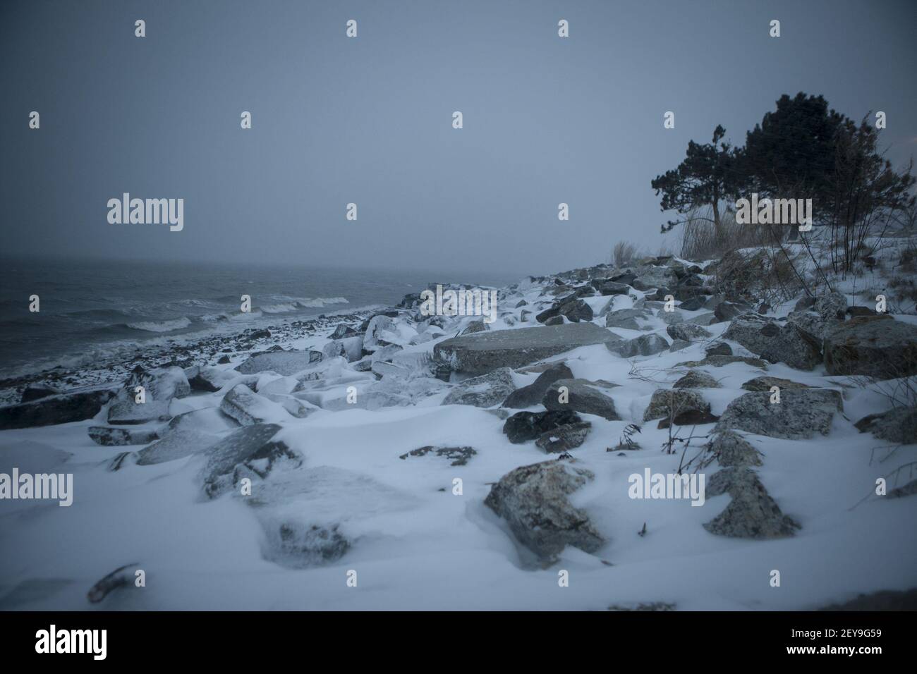 8 February 2013- Portland, ME - Snow and high winds batter Casco Bay at ...