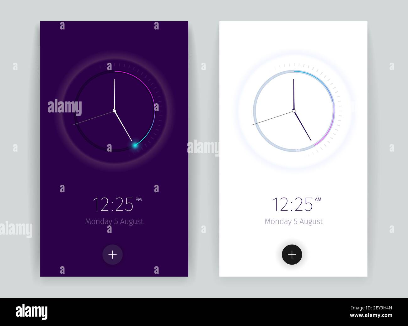 Interface countdown application banners set with time symbols vertical ...