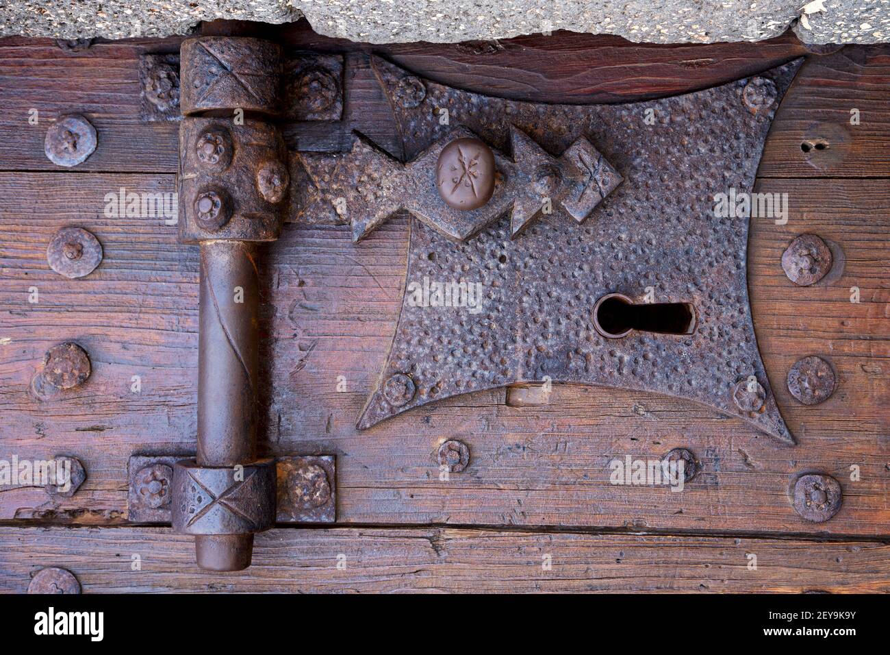 Castle lock lanzarote abstract door wood in the Stock Photo - Alamy