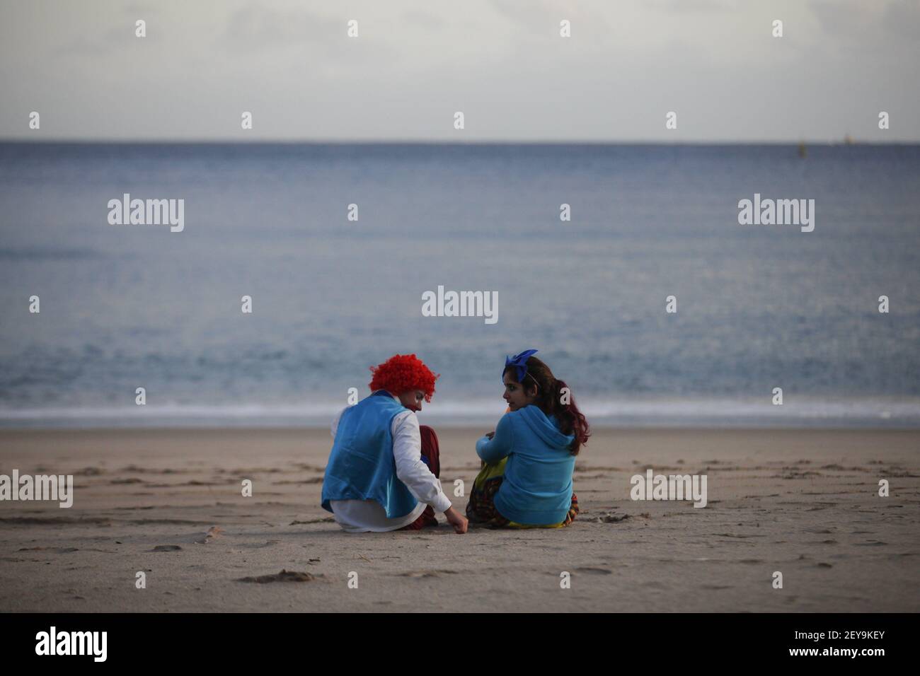 11 February 2013 - Sesimbra, Portugal - A young couple at the beach on ...