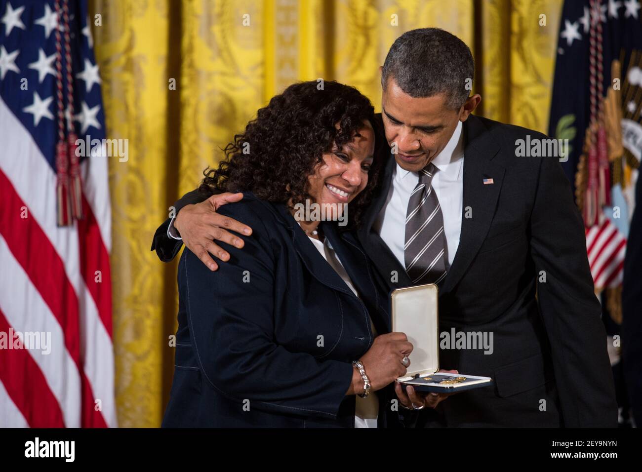15 February 2013 - Washington, DC - President Barack Obama embraces ...