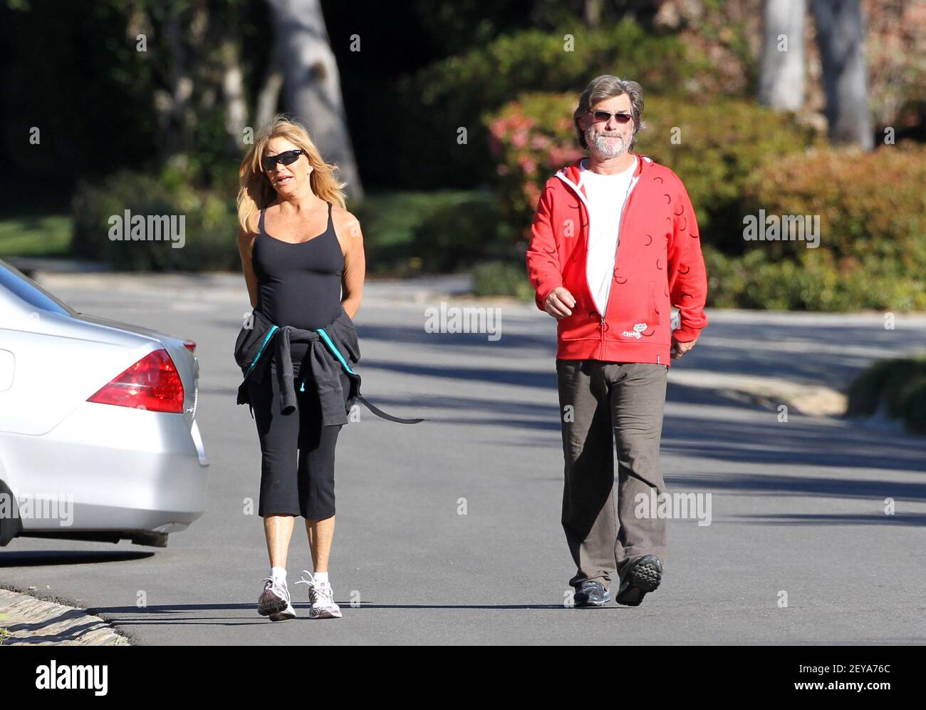 Feb 25, 2013 - Los Angeles, CA - Goldie Hawn and her longtime partner Kurt Russell taking a walk ...