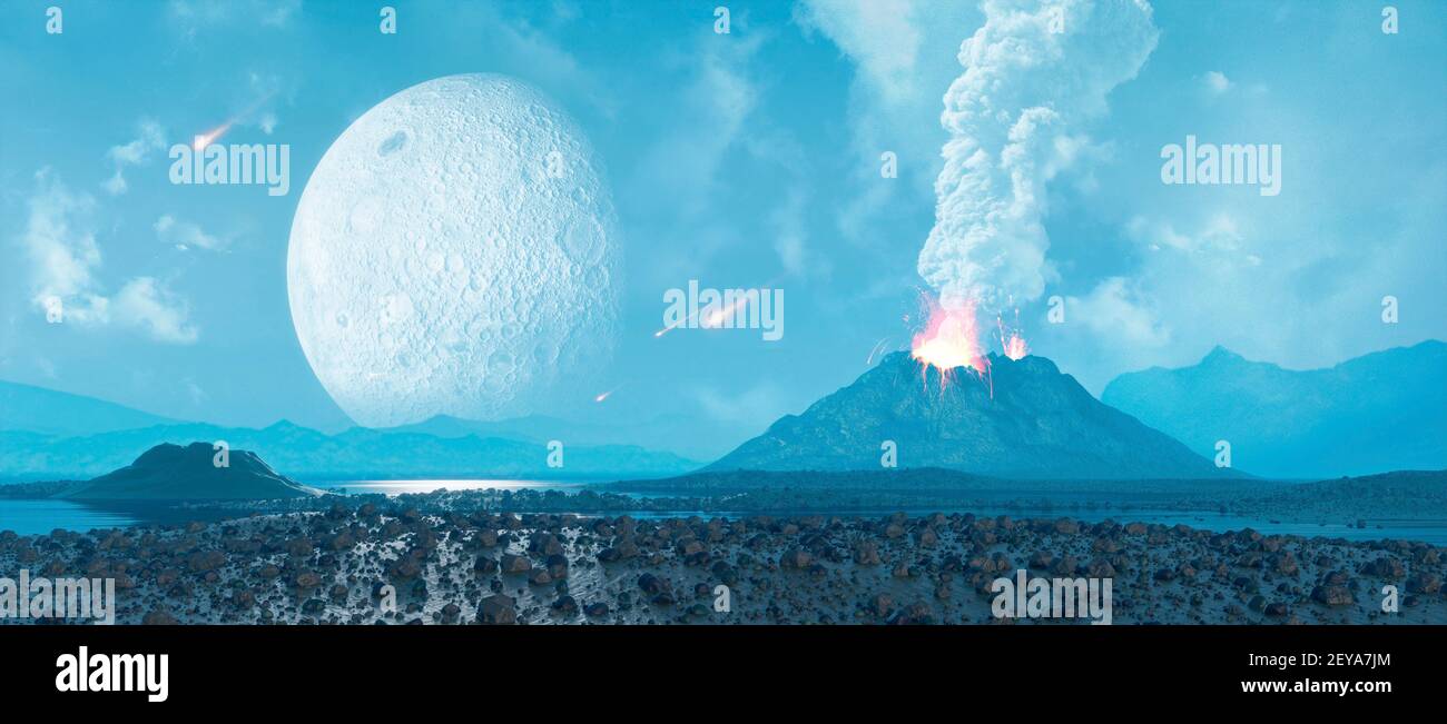 Artwork of the Early Moon Stock Photo - Alamy