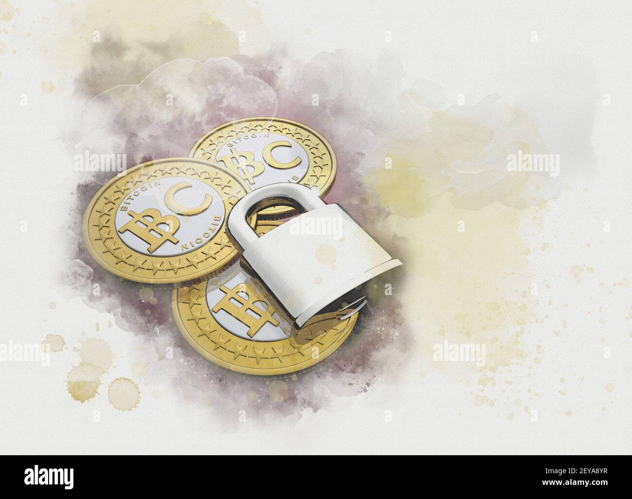 Bitcoin security, conceptual illustration Stock Photo - Alamy