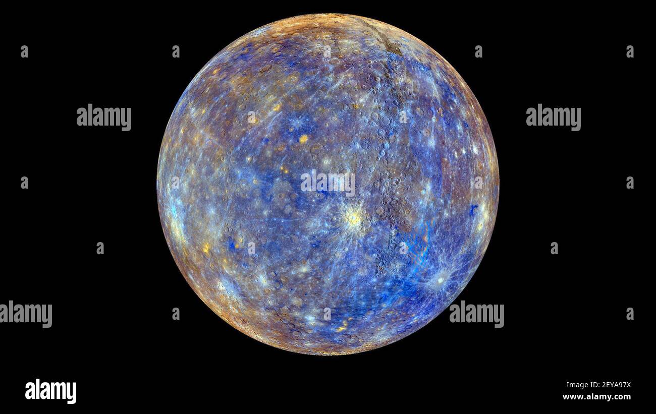 This colorful view of Mercury was produced by using images from the ...