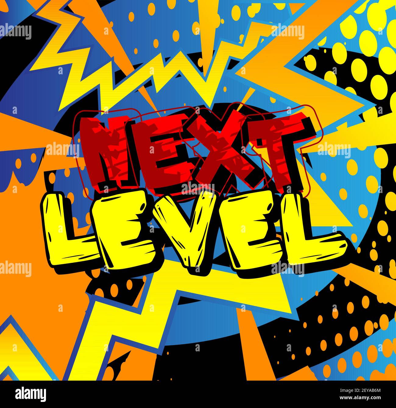 Gaming level, Game progress related words, quote on Comic book style ...