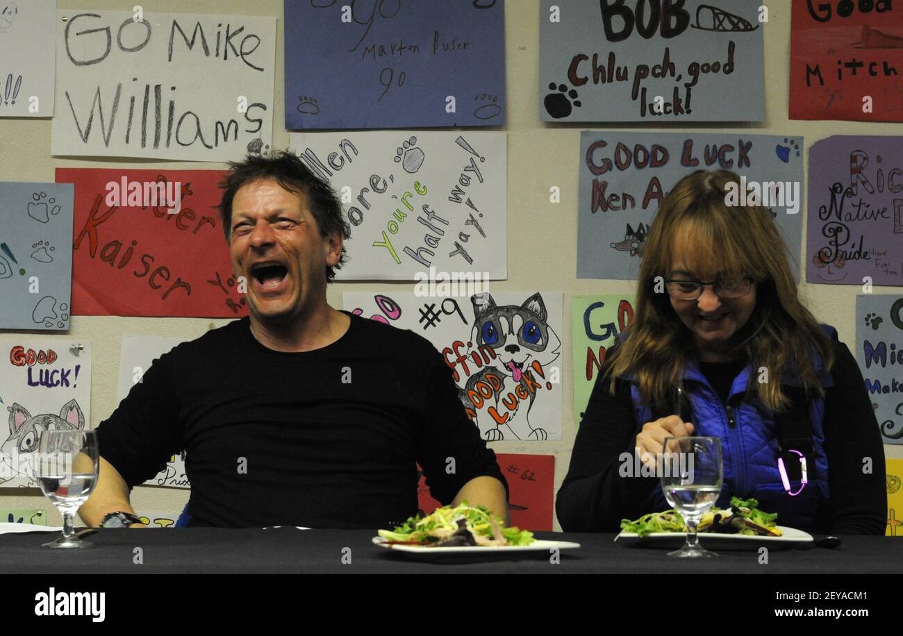 Four-time Iditarod champion Martin Buser, left, has celebratory meal ...