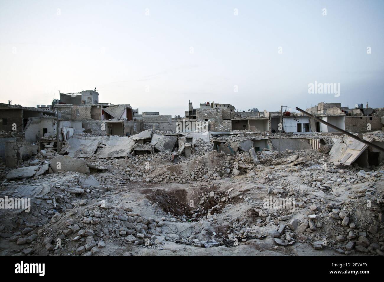 The damage caused by a SCUD missile in a southern neighborhood of ...