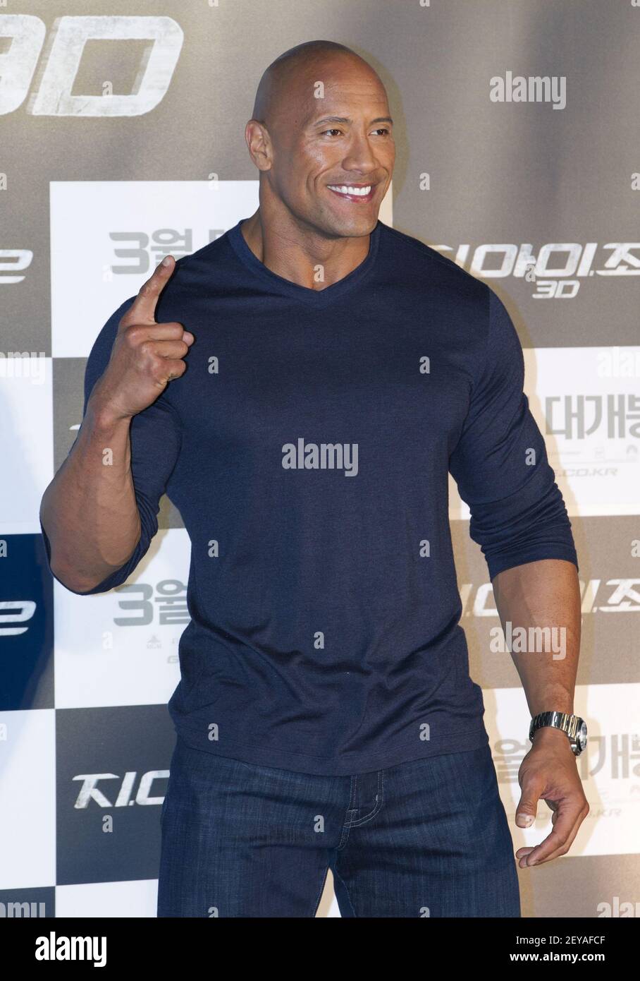 Actor Dwayne Johnson attends a press conference for the movie 'G. I ...