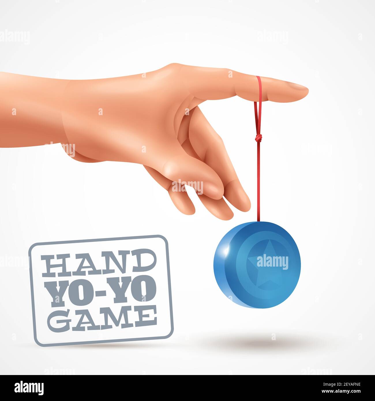 Realistic background with human hand playing blue yoyo vector ...