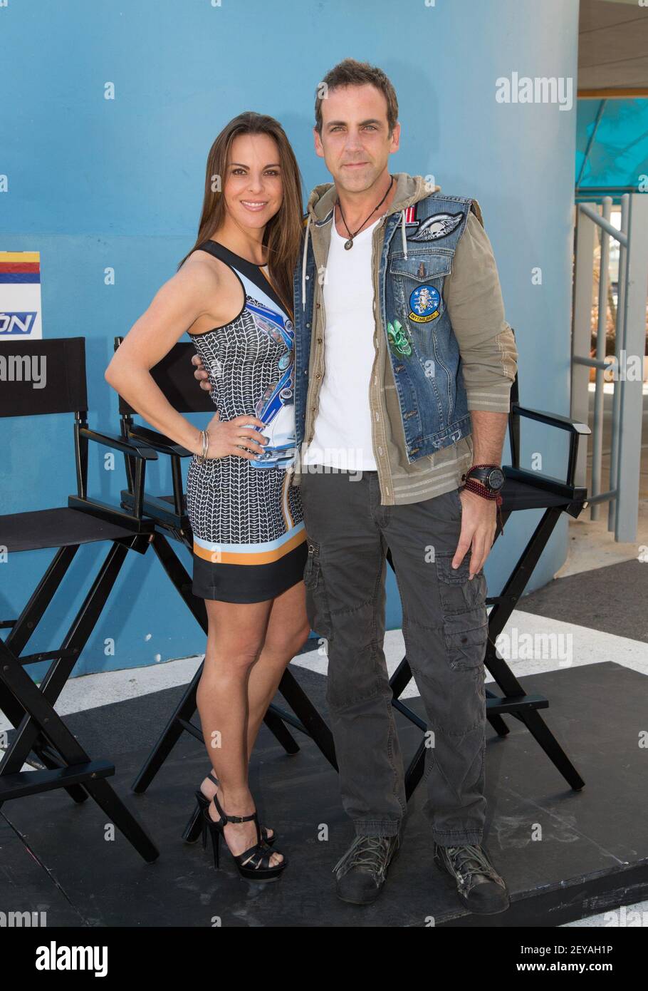 (L-R) Actors Kate Del Castillo and Carlos Ponce attend the press junket ...