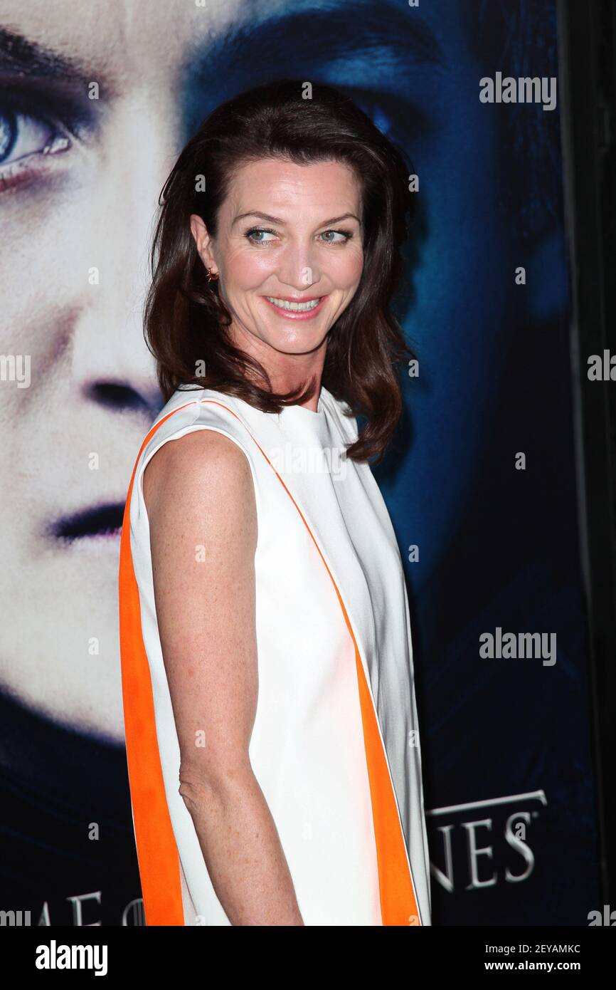 Michelle Fairley ttends the premiere of Game of Thrones in Los Angeles ...