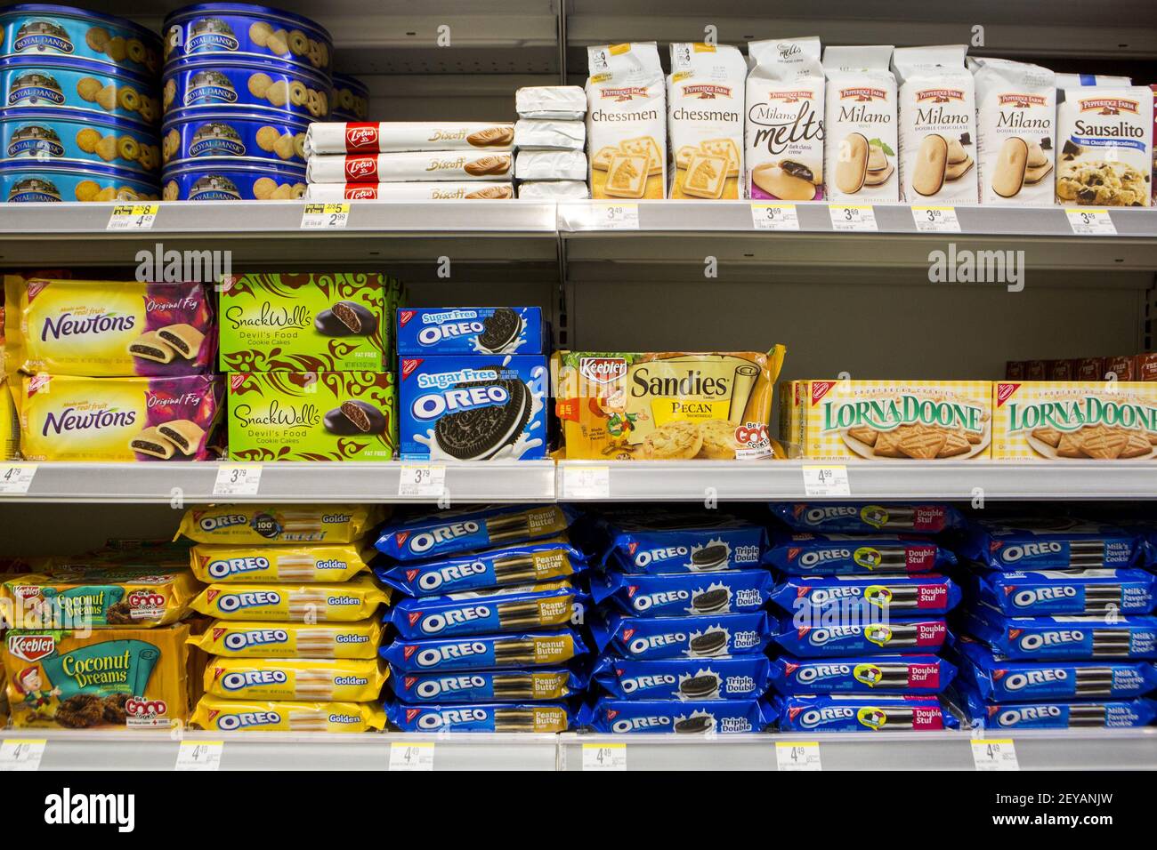 Oreo and other cookies on display in the grocery section of the new ...