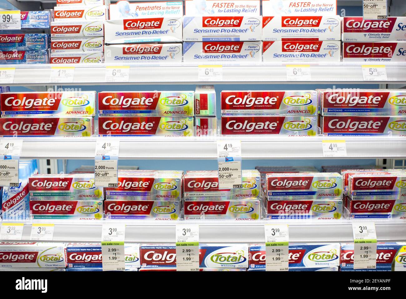Colgate toothpaste on display in the new Walgreens Well Experience ...
