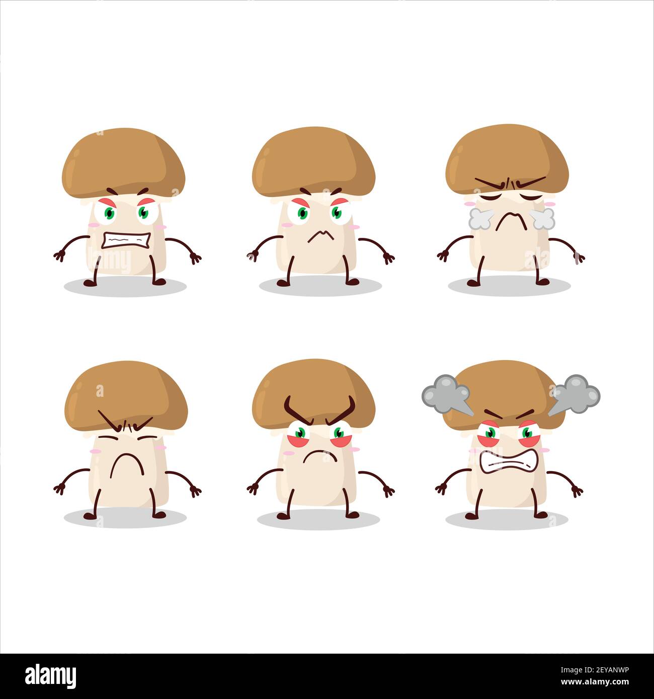 Champignon cartoon character with various angry expressions. Vector ...