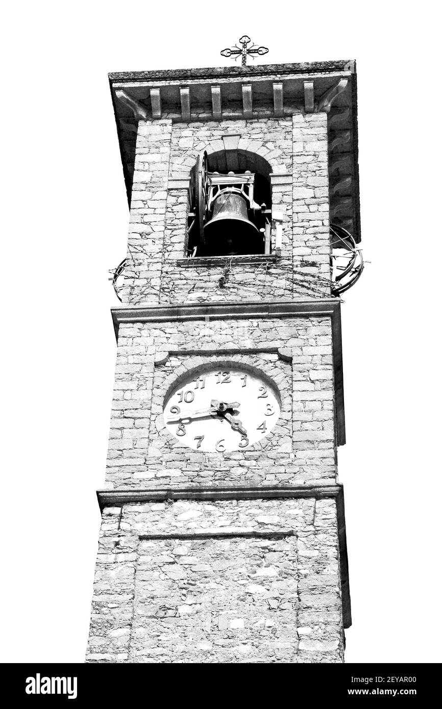 Monument clock tower in italy europe old stone and bell Stock Photo - Alamy