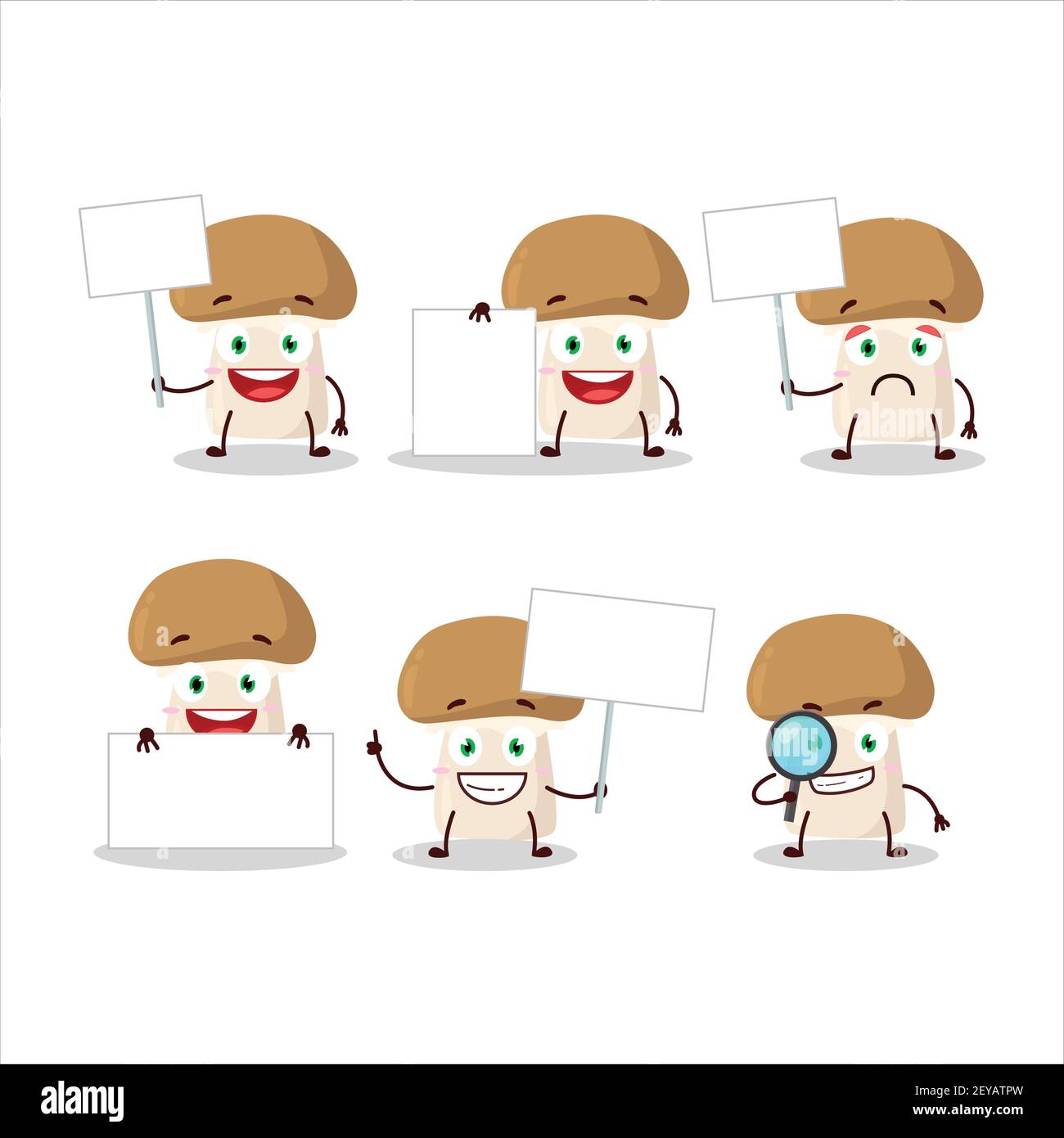 Champignon cartoon in character bring information board. Vector ...
