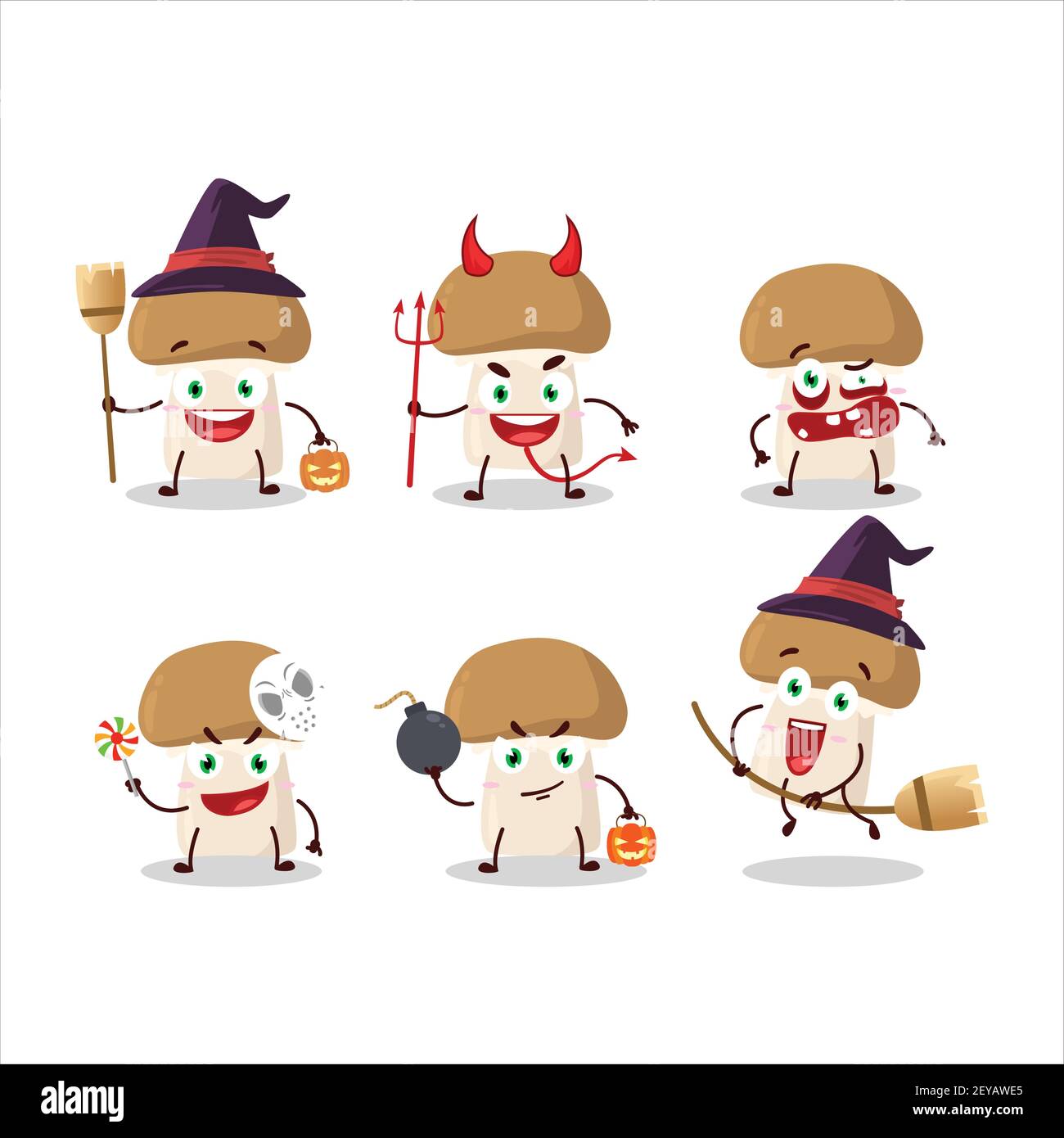 Halloween expression emoticons with cartoon character of champignon ...