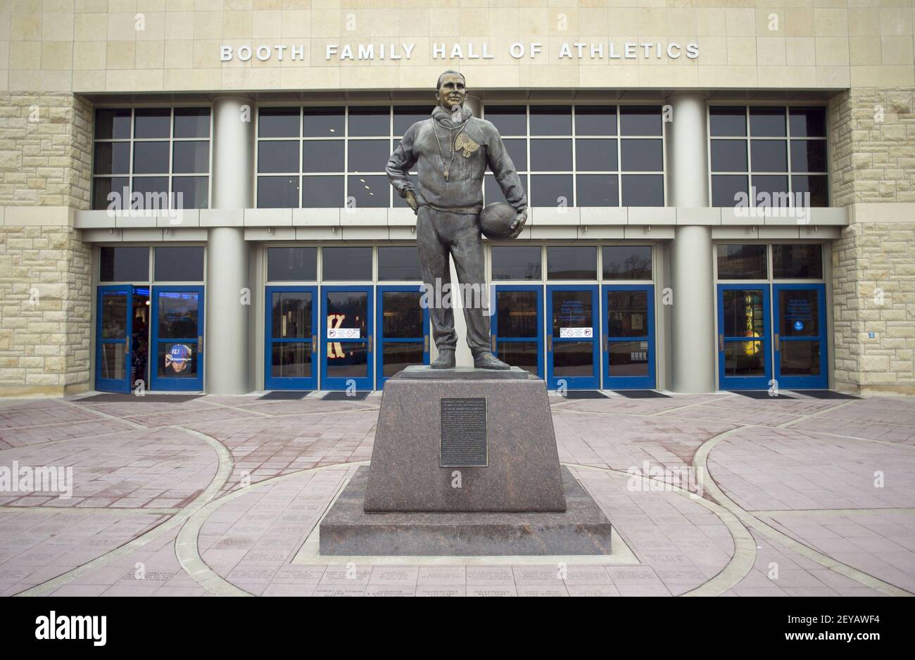 A statue of Dr. Forrest C. "Phog" Allen, who coached at Kansas for 39 ...