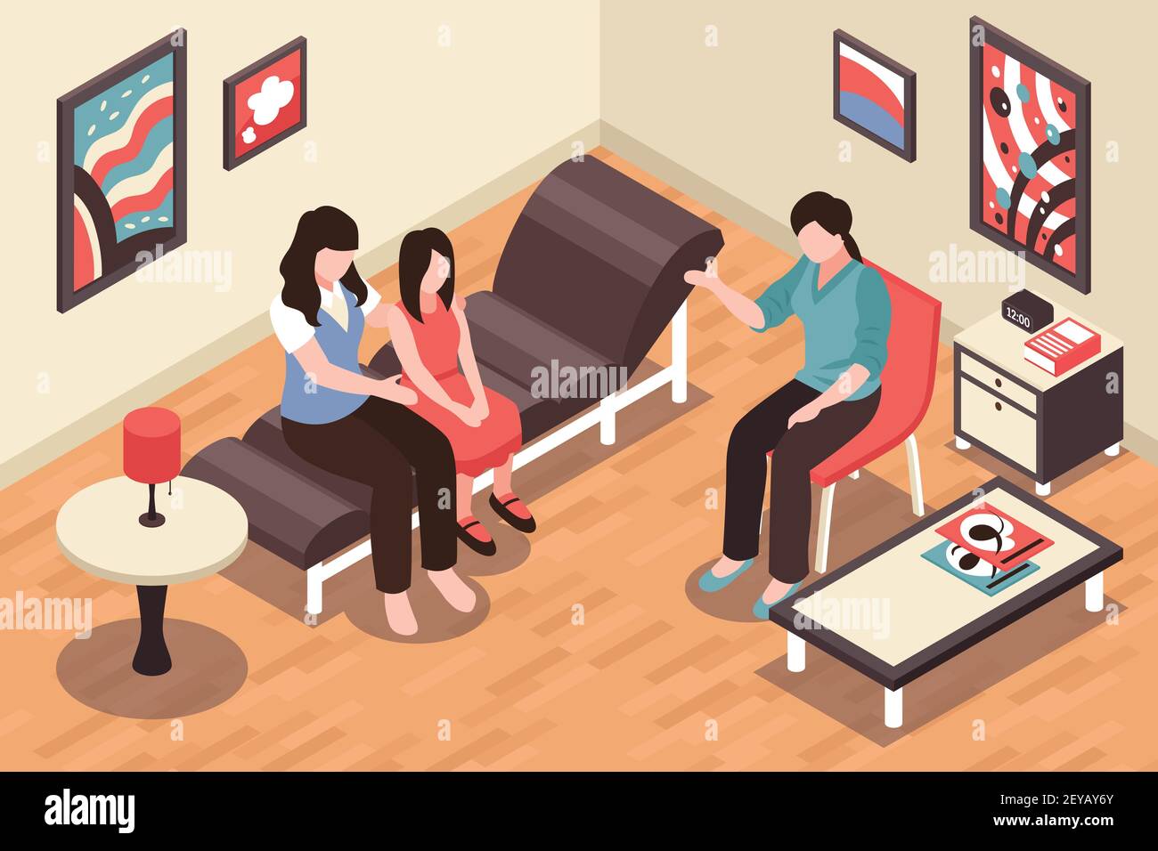 Family in depression feeling stress and sadness background isometric ...