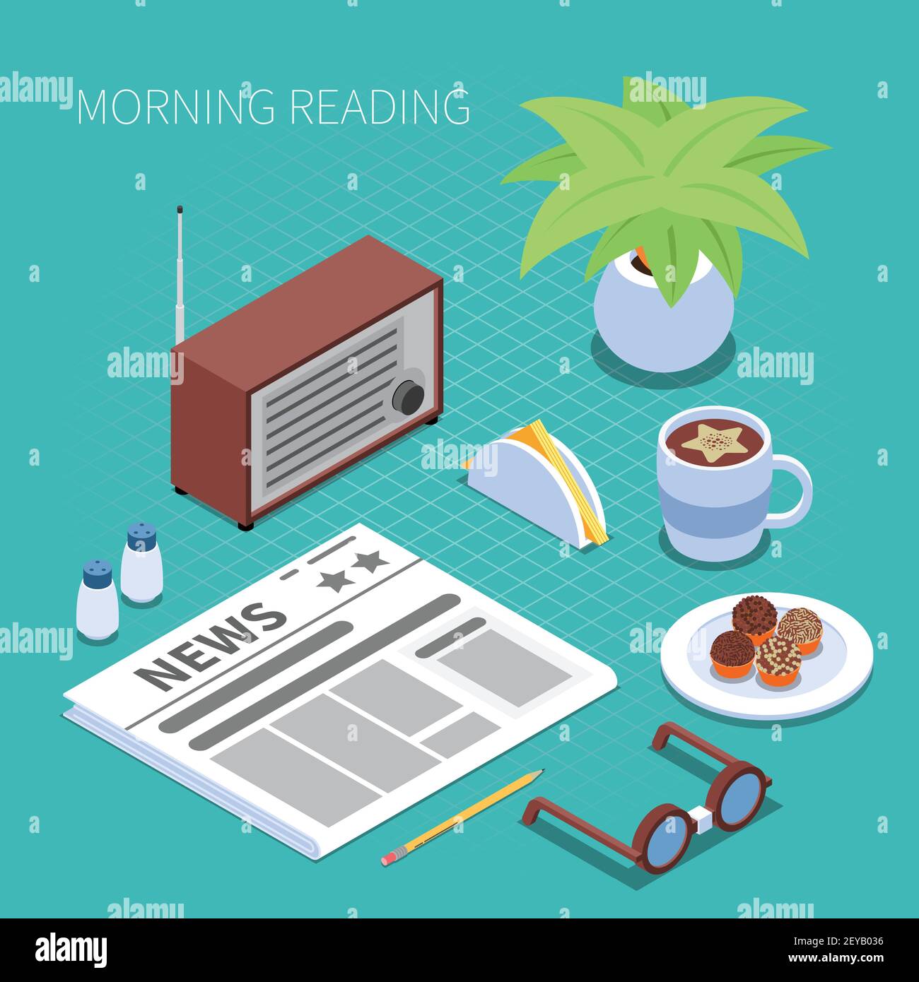 Reading breakfast Stock Vector Images - Alamy