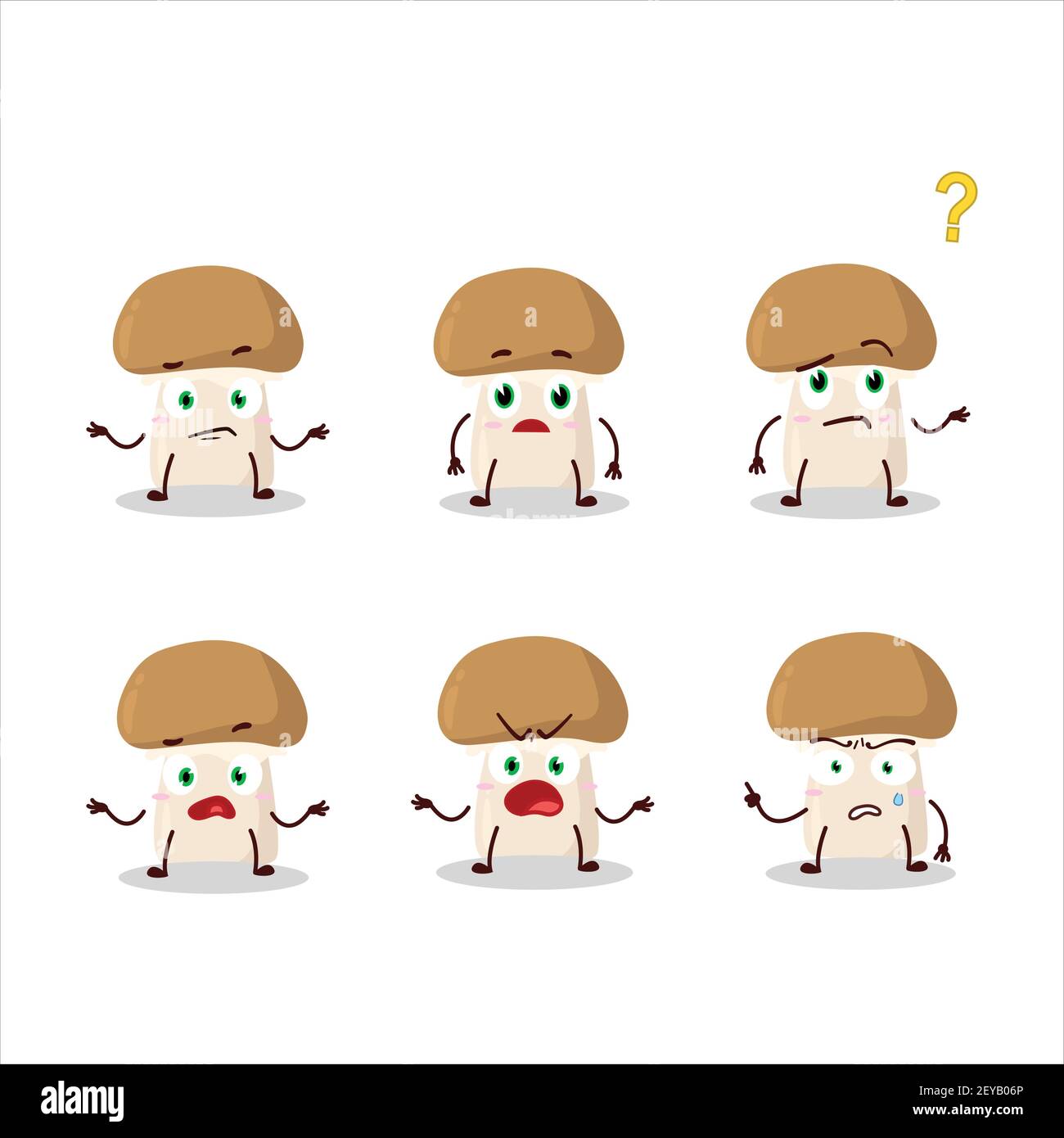 Cartoon character of champignon with what expression. Vector ...